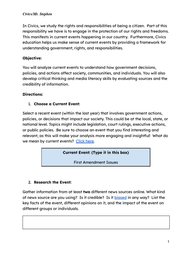Analyzing Current Events in Civics | PDF | Human Communication | Cognition