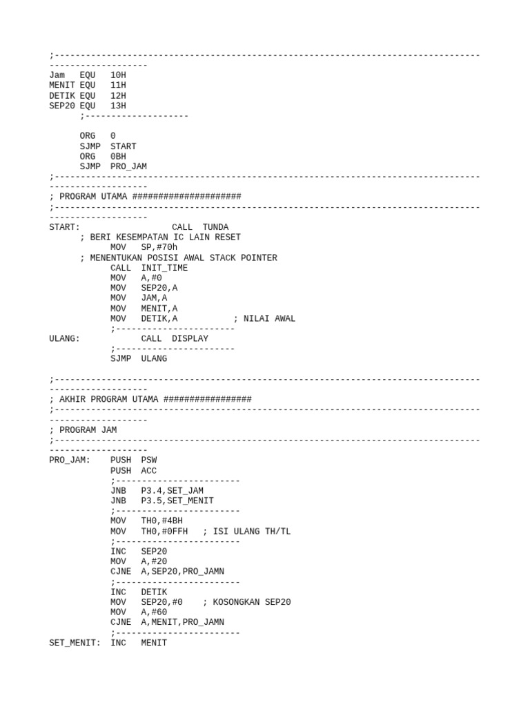 Program Jam Digital - Asm | PDF | Computer Architecture