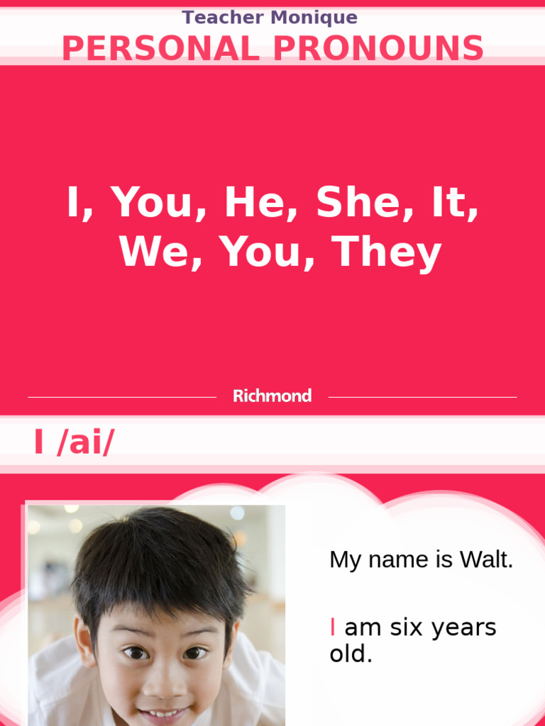 Personal Pronouns for Kids Activities | PDF