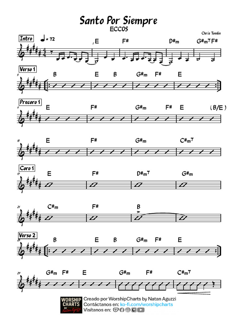 Santo Por Siempre - ECCOS CHART WorshipCharts by Natan Aguzzi aguzzi7hotmail.com | PDF
