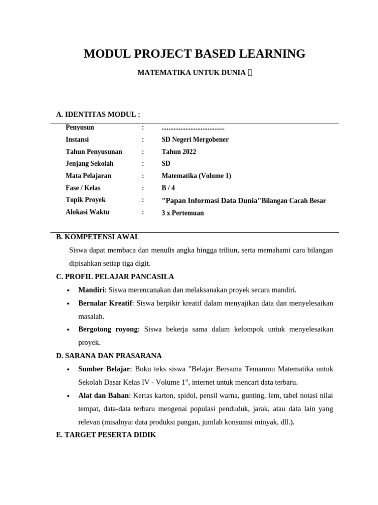 Modul Project Based Learning | PDF