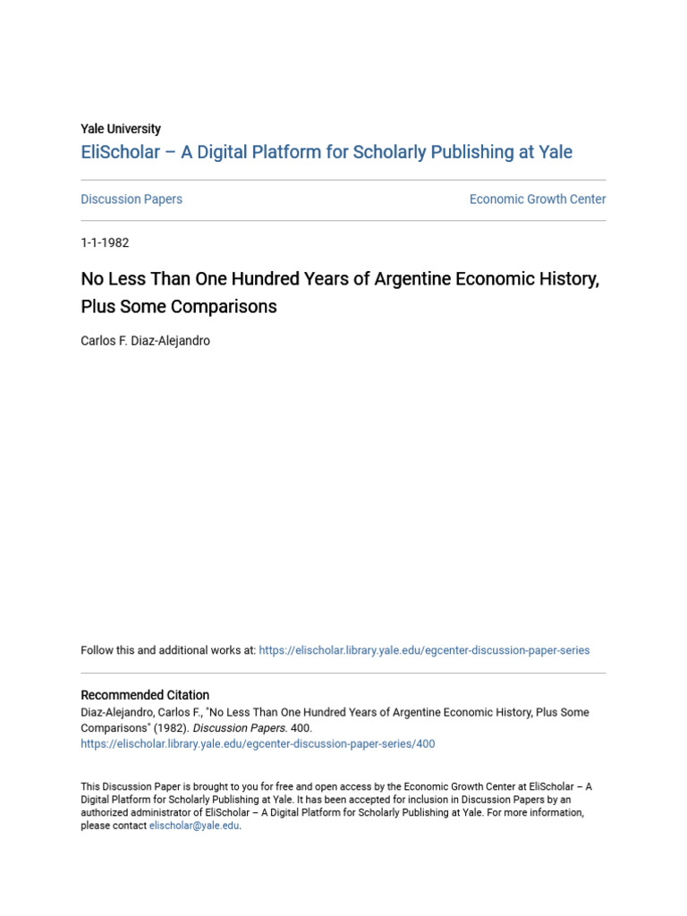 No Less Than One Hundred Years of Argentine Economic History Plu | PDF ...