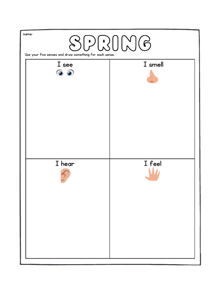 White Beige Simple Spring Five Senses Worksheet | PDF