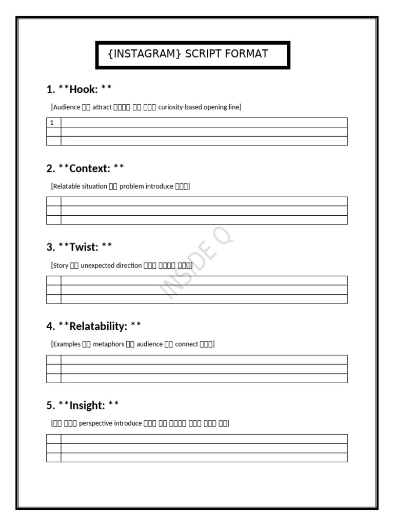 Instagram Script Template | PDF