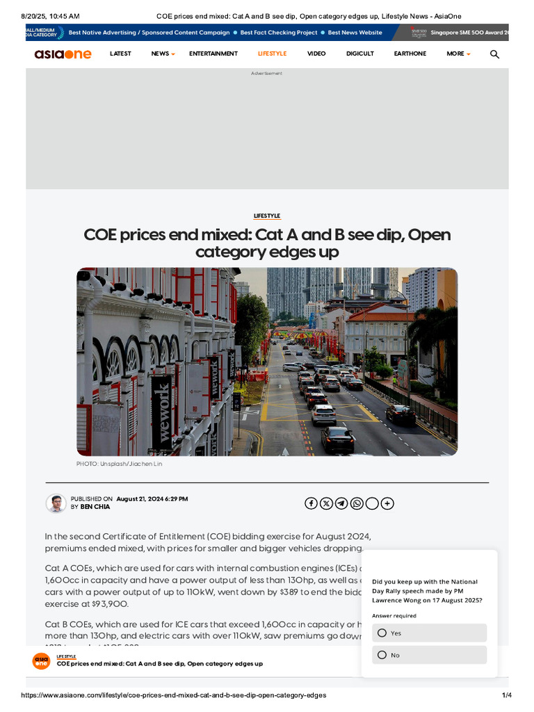 12 - COE Prices End Mixed - Cat A and B See D.. | PDF
