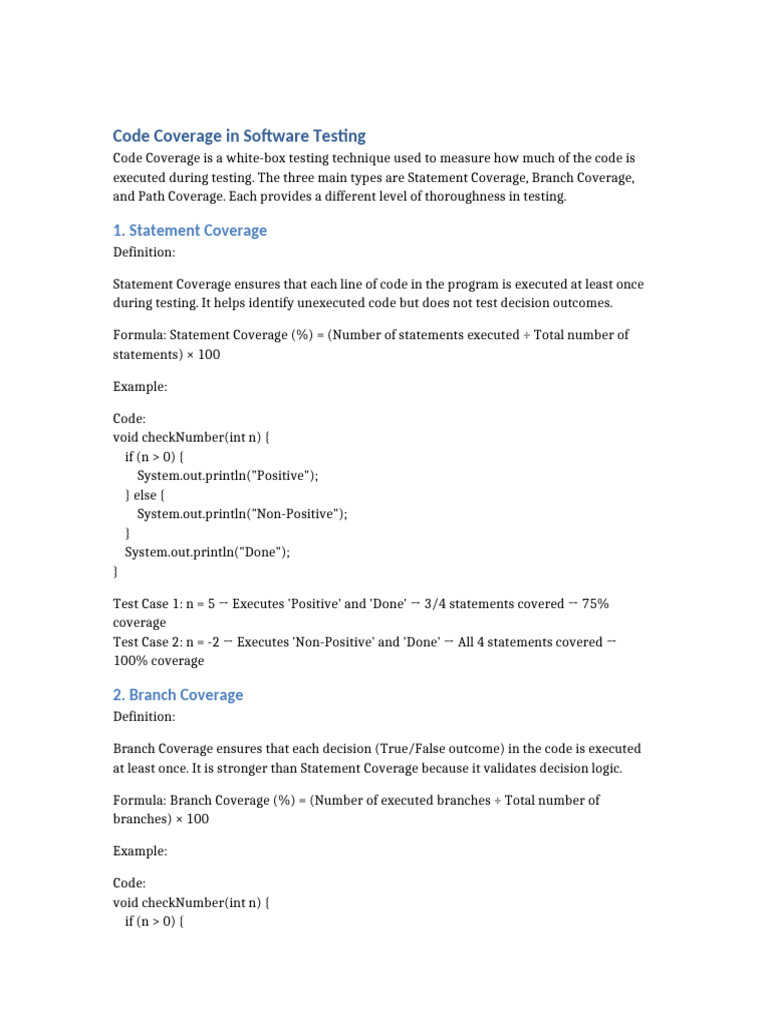 Understanding Code Coverage Types | PDF | Mathematical Logic | Computer ...