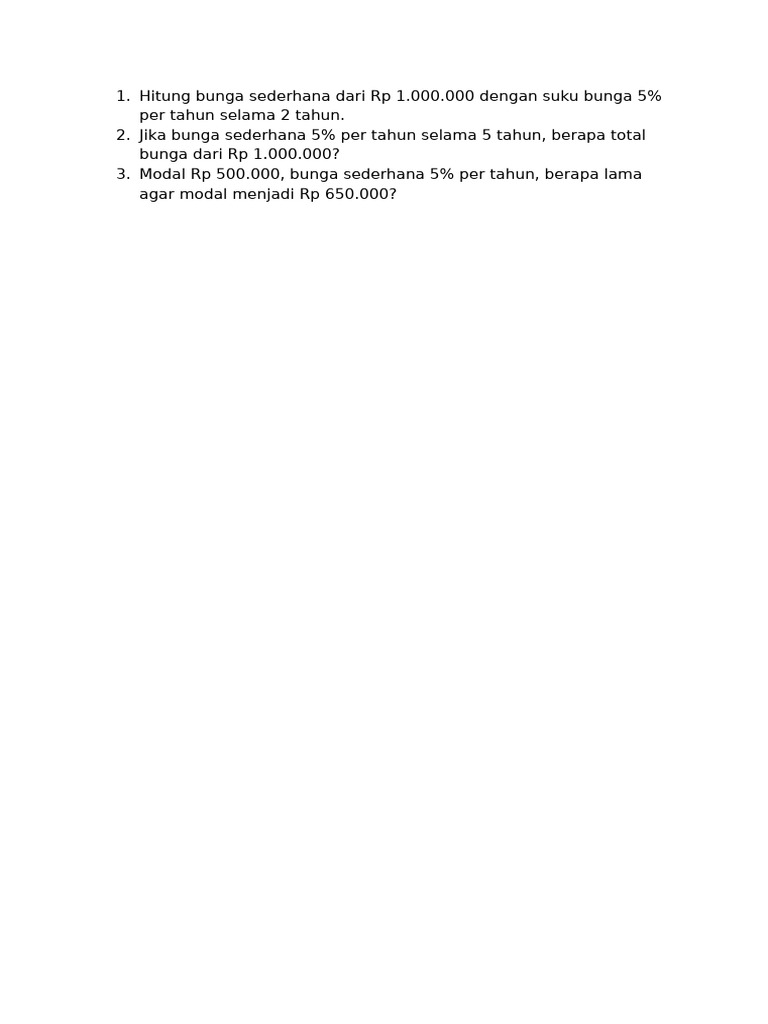 Bunga Sederhana: Contoh Perhitungan | PDF