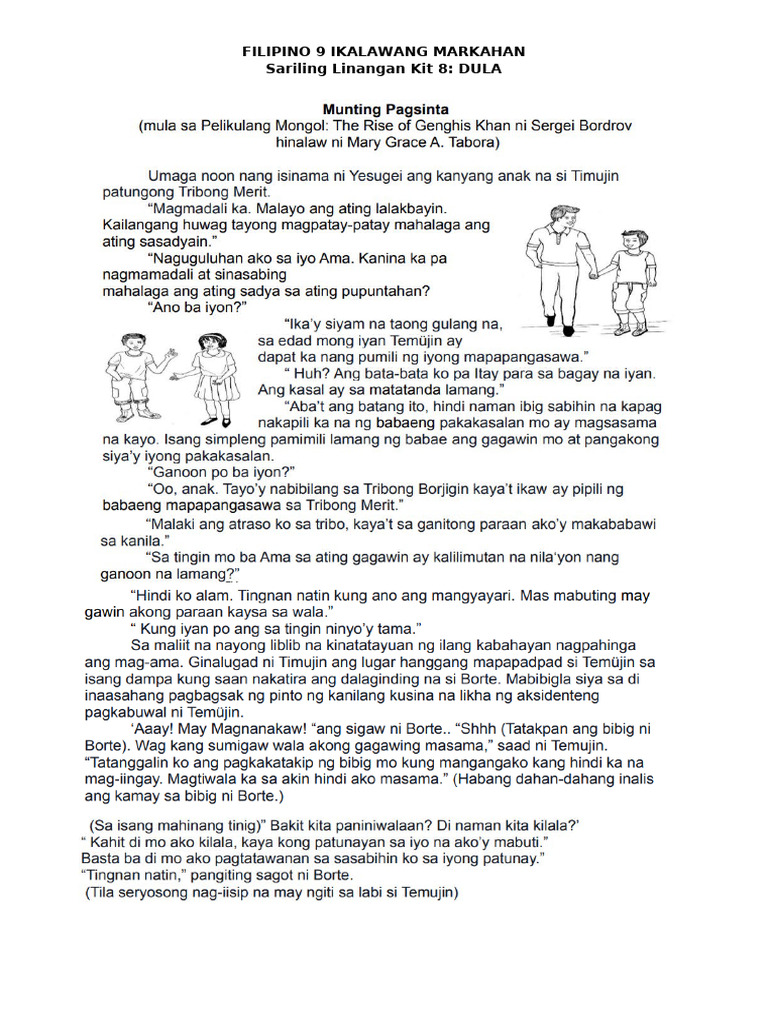 Sinhs Filipino 9 q2 Week 8 Module 8 | PDF