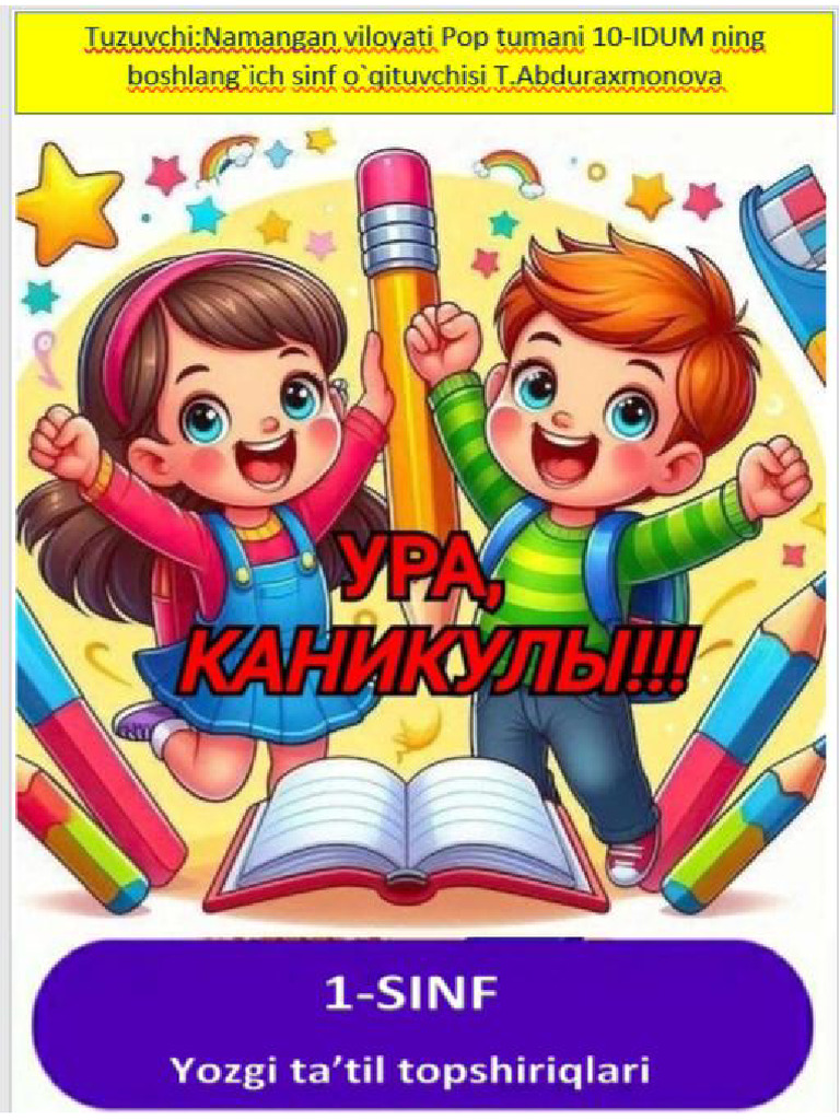 1-Sinf Yozgi Ta'Til Topshiriqlari...... | PDF