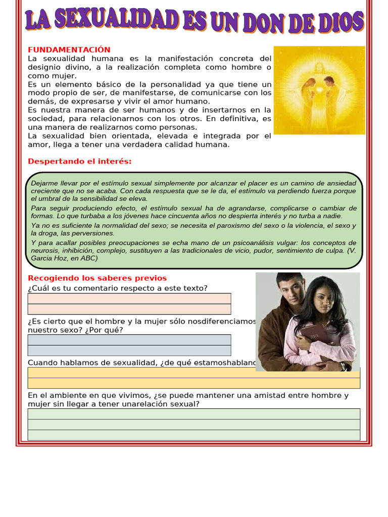Ficha 13 Pdf Amor La Sexualidad Humana