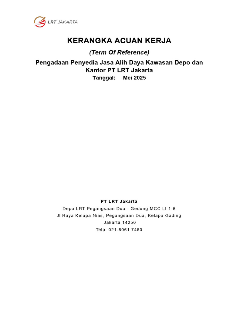 Pengadaan Jasa Alih Daya PT LRT Jakarta | PDF