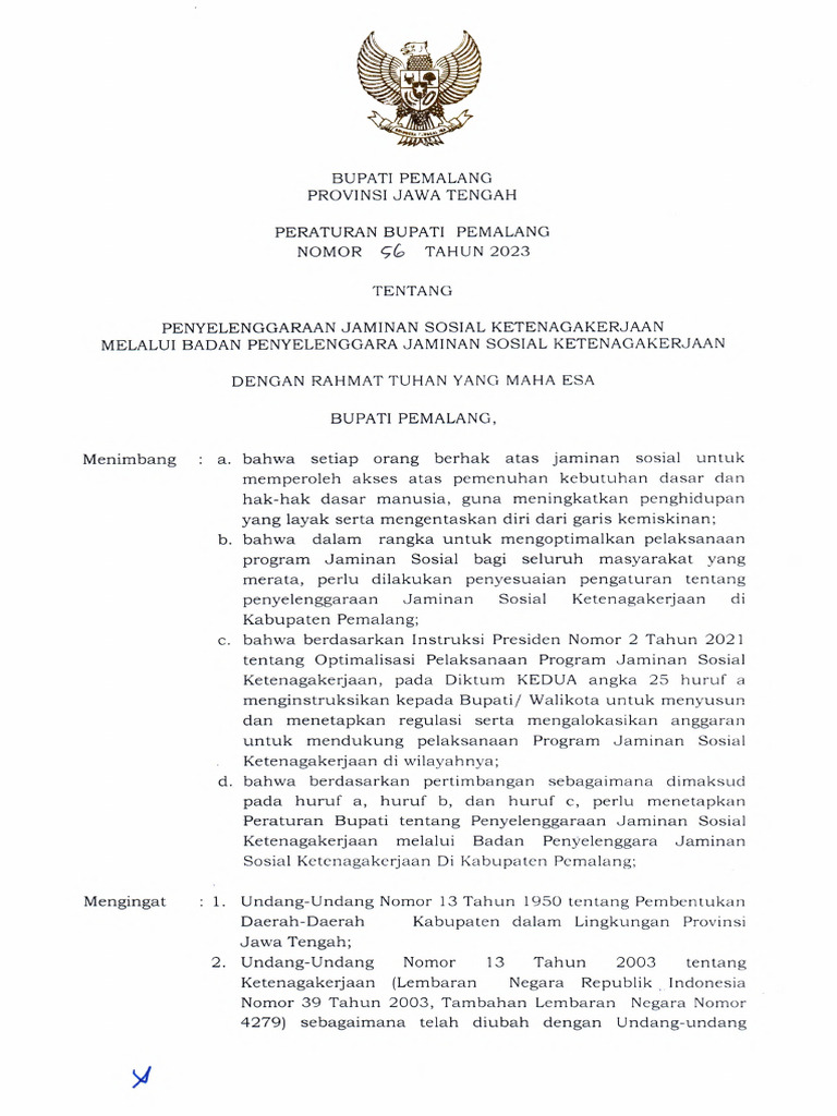 Perbup No 56 Tahun 2023 | PDF