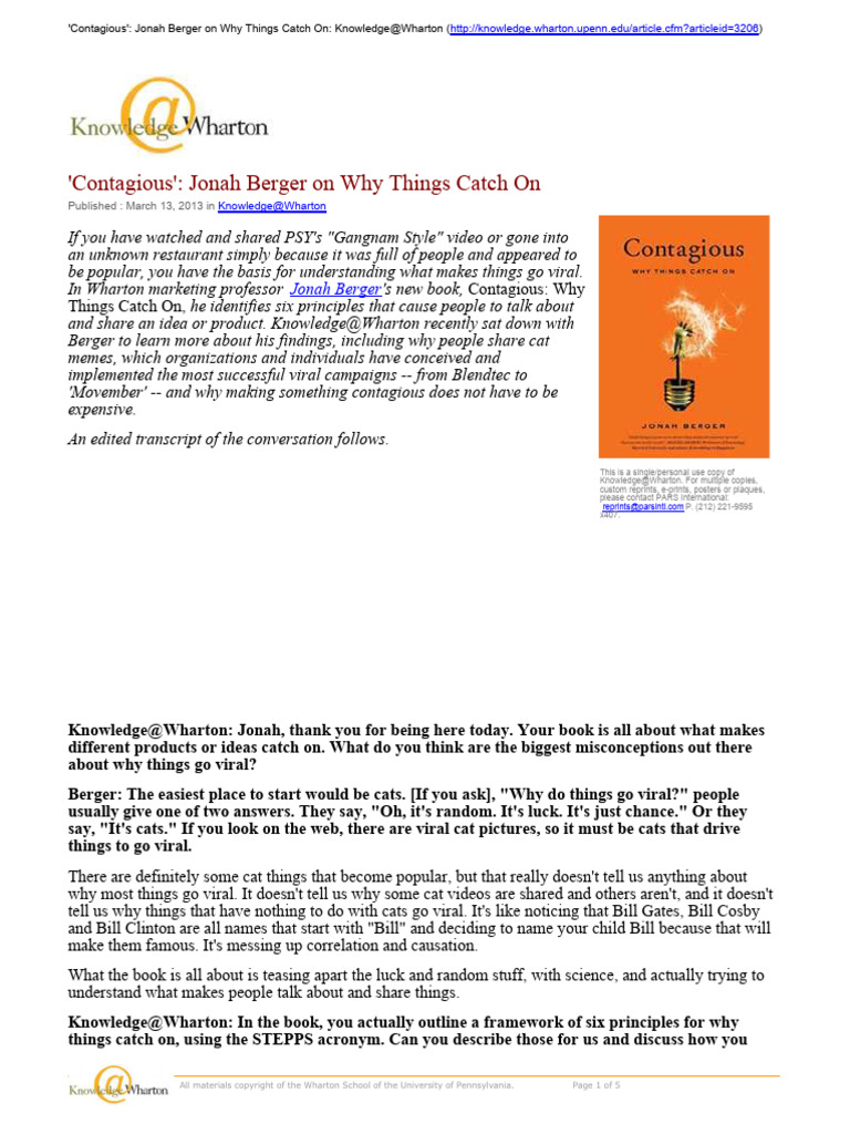 Crafting Contagious Content Principles | PDF | Advertising | Marketing