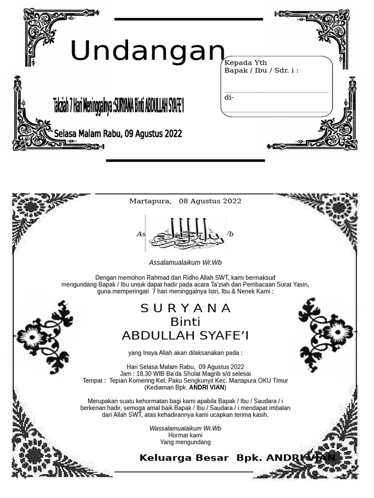 Undangan Takziah | PDF