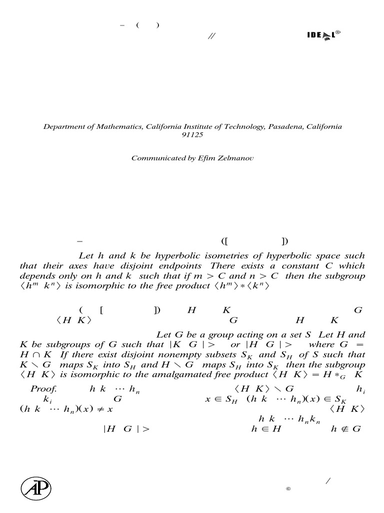 Ping-Pong Lemma in Negatively Curved Groups | PDF | Algebra ...