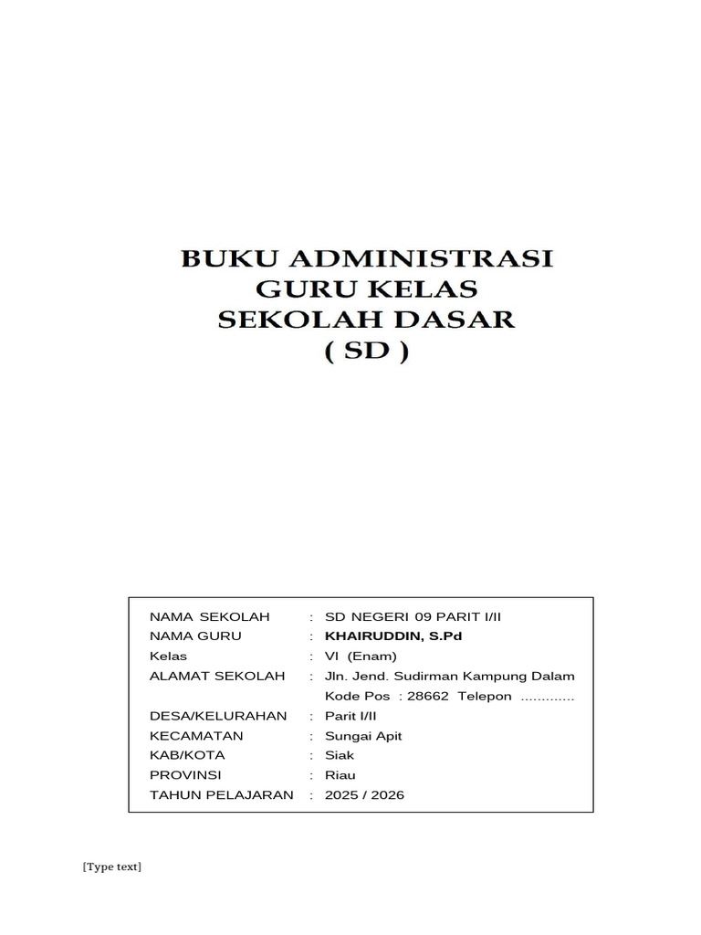 Administrasi Kelas SD Negeri 09 Siak | PDF