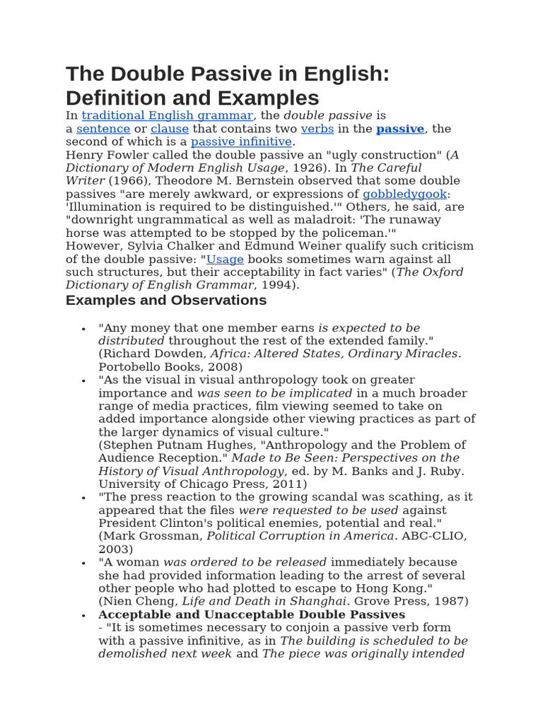 Understanding Double Passive Voice | PDF | Linguistics | Syntax