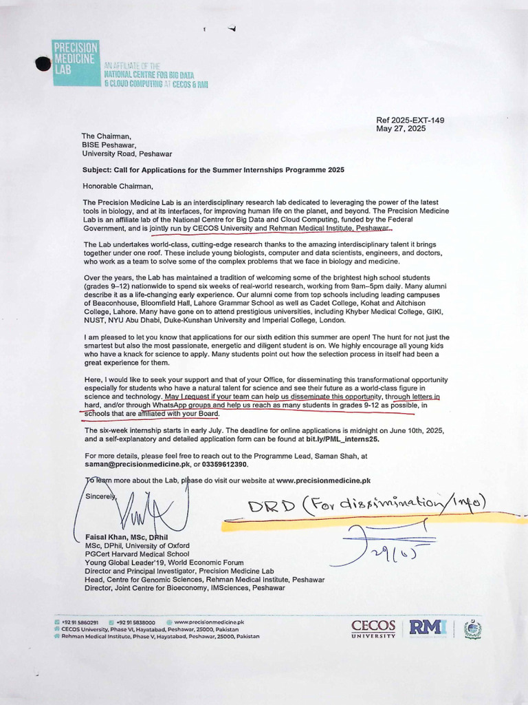 Internship Program 2025 at Cecos & RMC | PDF