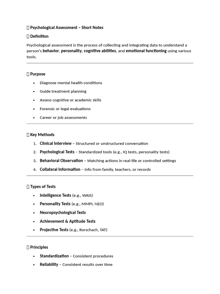 Psychological Assessment Overview Guide | PDF
