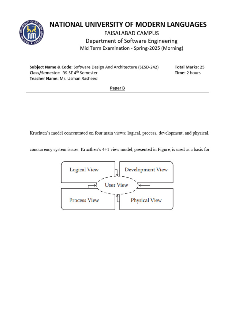 SDA MidTerm Solution | PDF | System | Unified Modeling Language