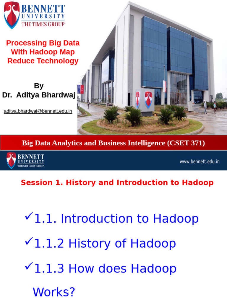 Lecture 4 Introduction To Hadoop | PDF | Apache Hadoop | Map Reduce