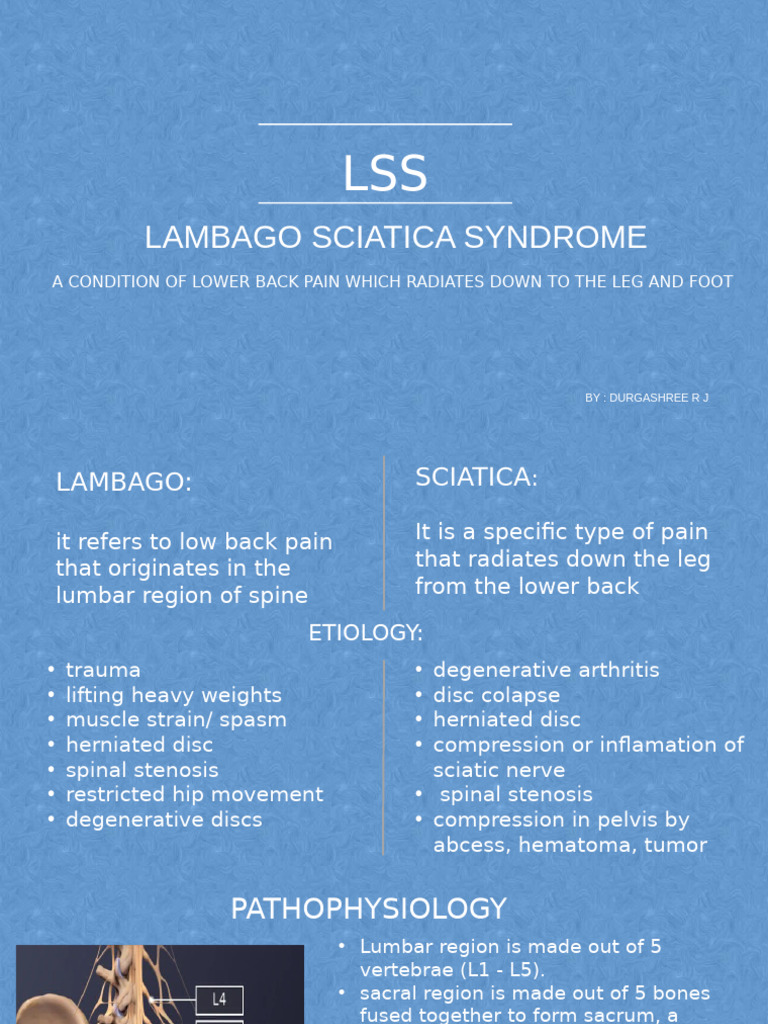 LSS Lambago Sciatica Syndrome | PDF | Back Pain | Low Back Pain