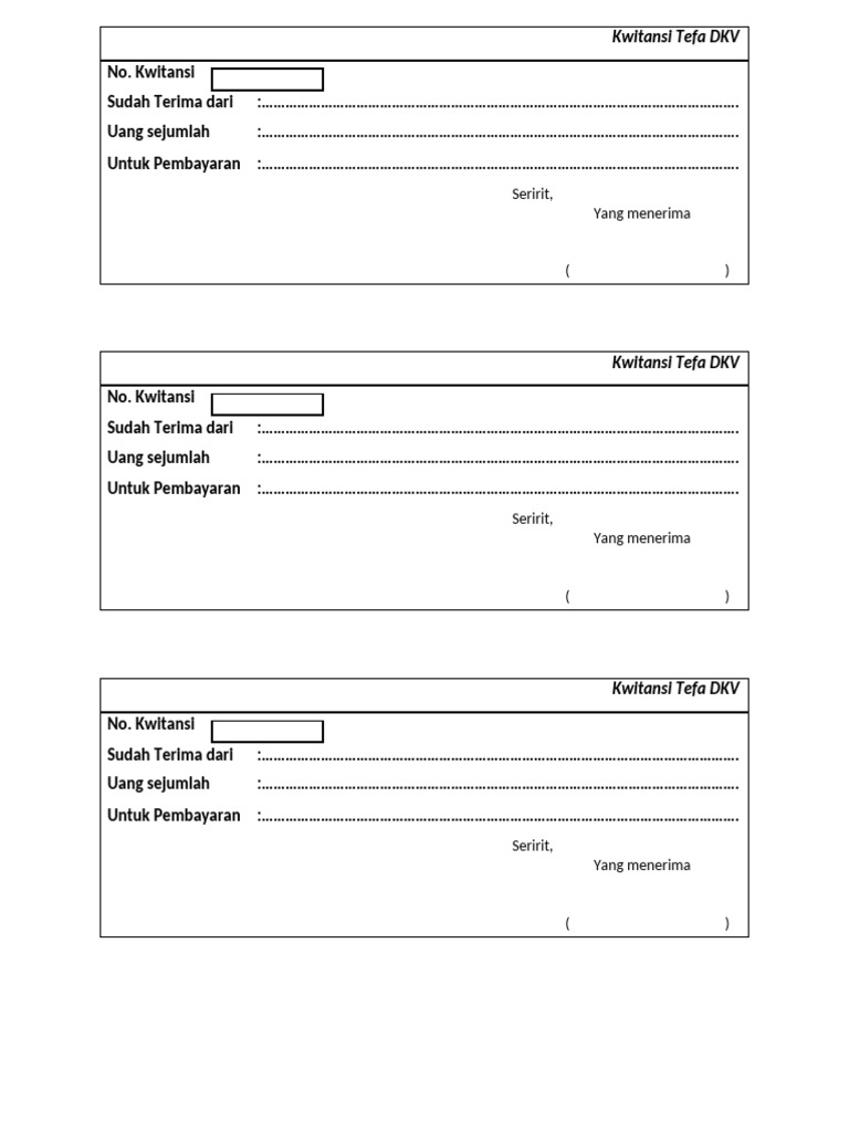 Kwitansi Pembayaran Tefa DKV | PDF