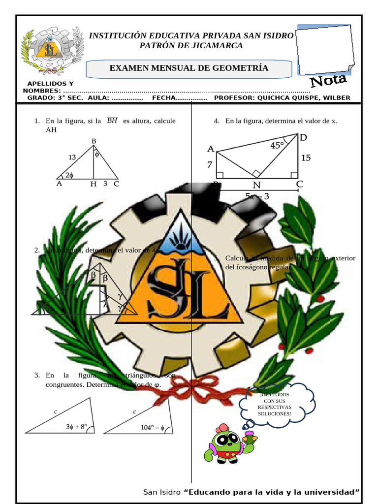 Exmen Geometria 3° Año | PDF