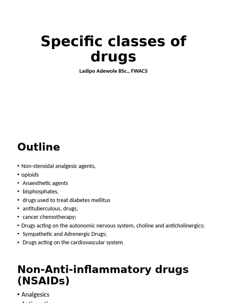 Overview of Key Drug Classes | PDF | Nonsteroidal Anti Inflammatory ...