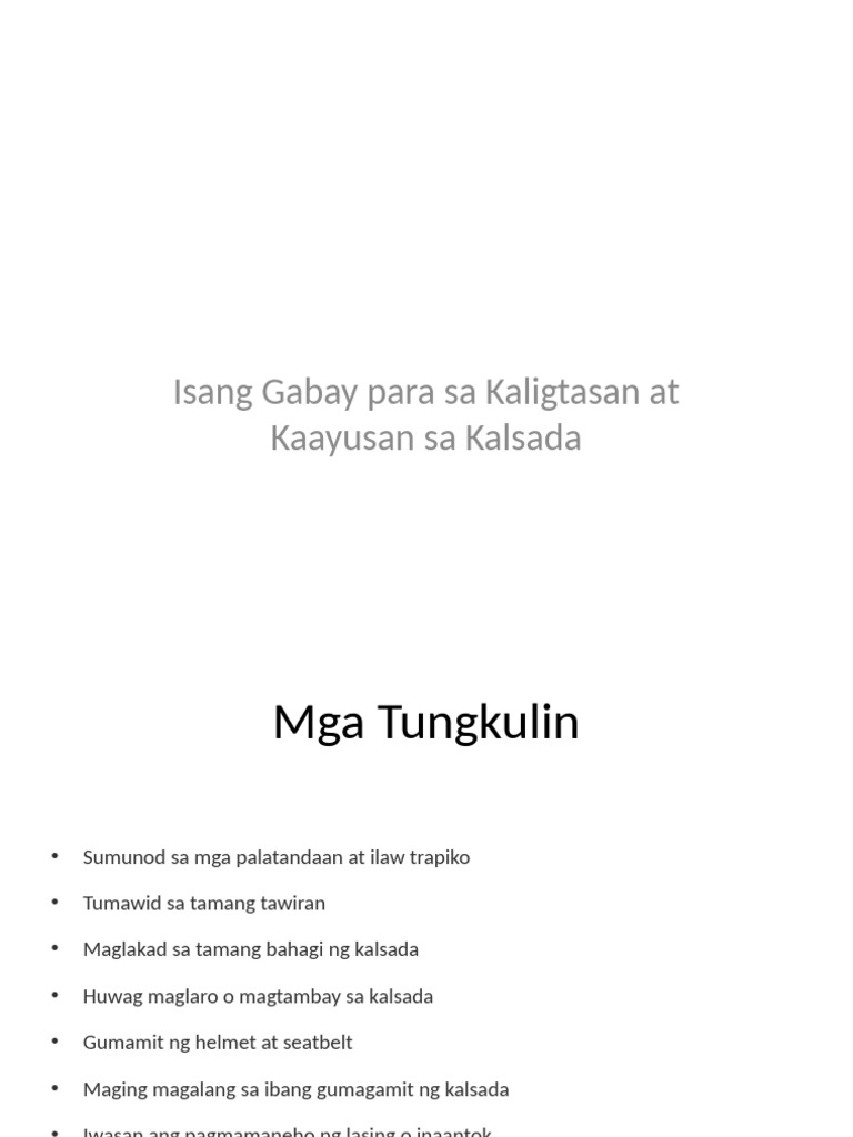 Tungkulin NG Sarili Sa Batas Trapiko | PDF