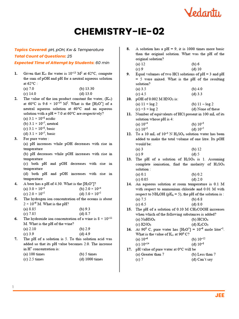 Chemistry IE 02 Completed | PDF | Ph | Hydrochloric Acid