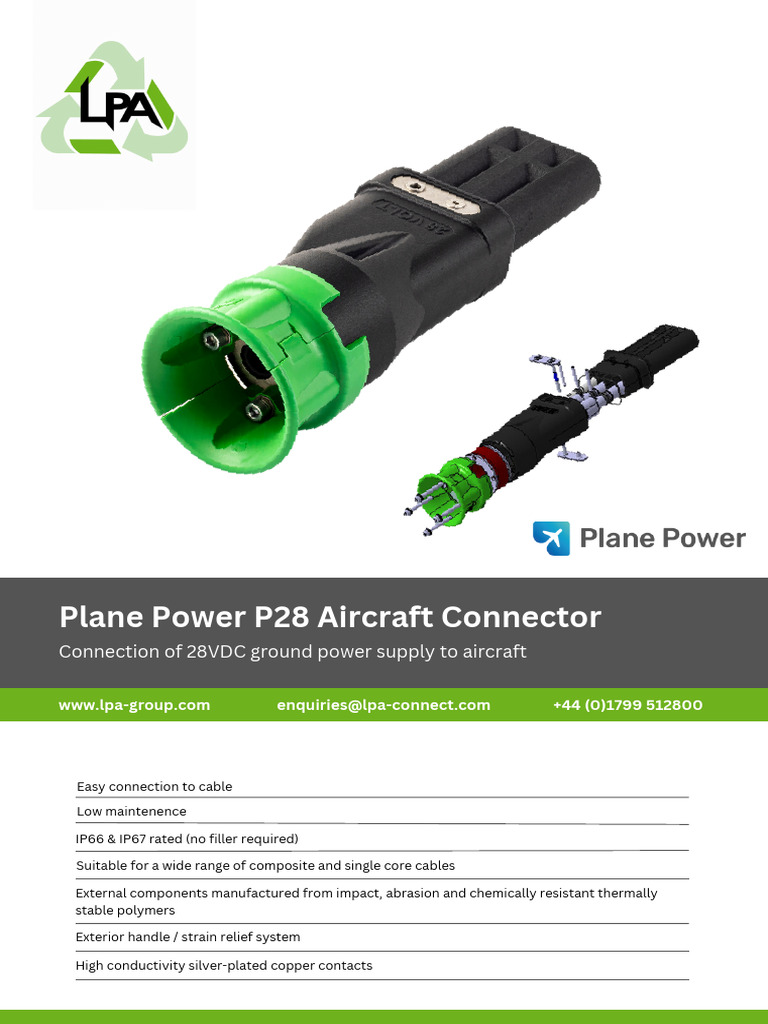 P28 Aircraft Power Connector Details | PDF | Electrical Connector ...