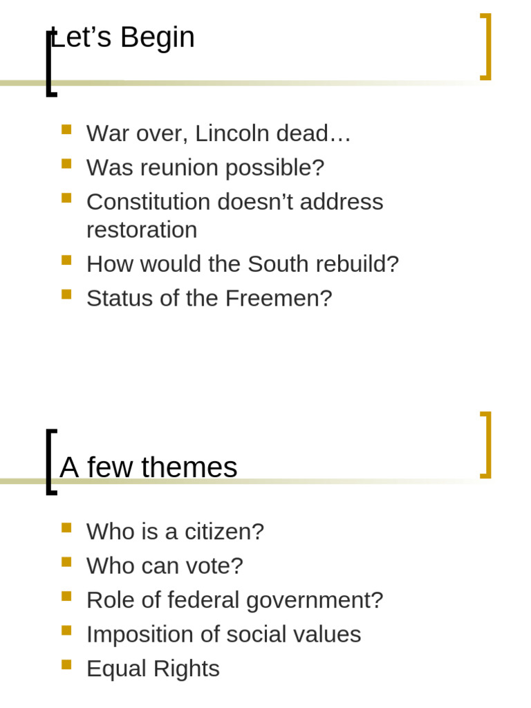 Reconstruction Era: Challenges and Changes | PDF | Reconstruction Era ...
