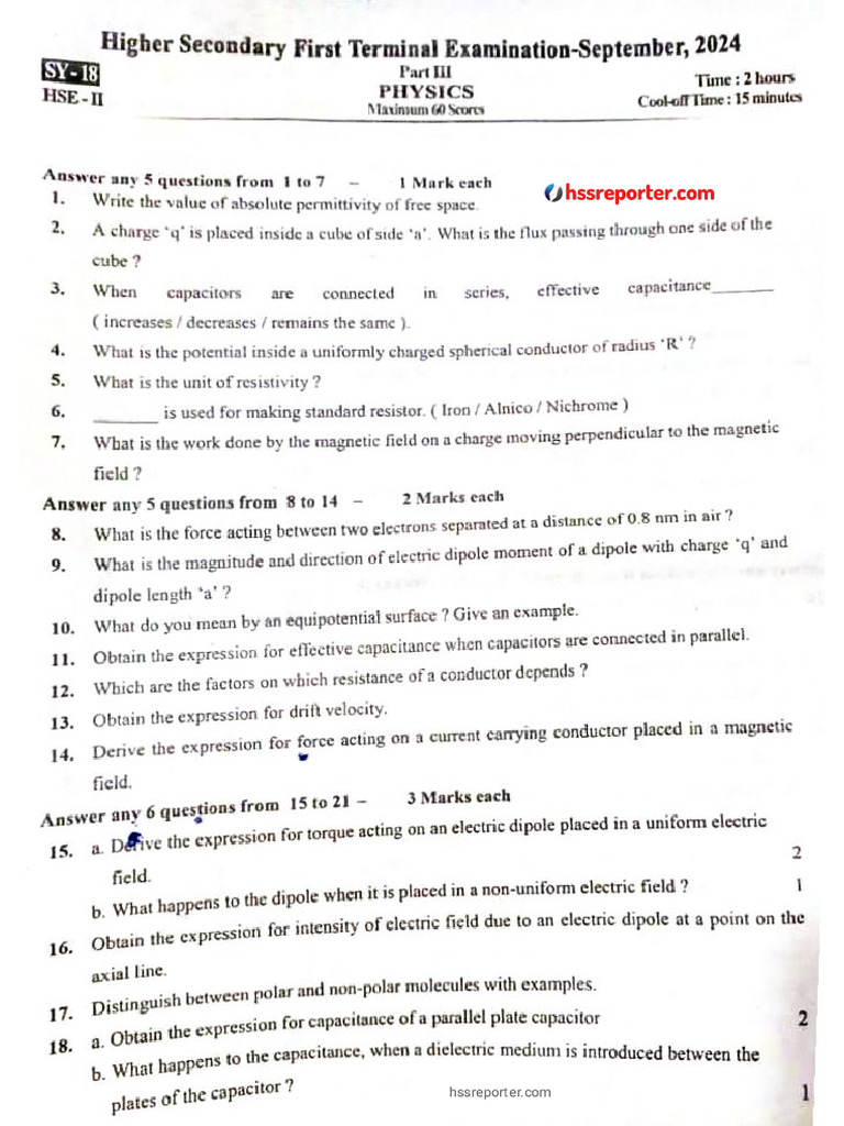 +2. Physics Onam Exam QP 2024 - Hssreporter - Com | PDF