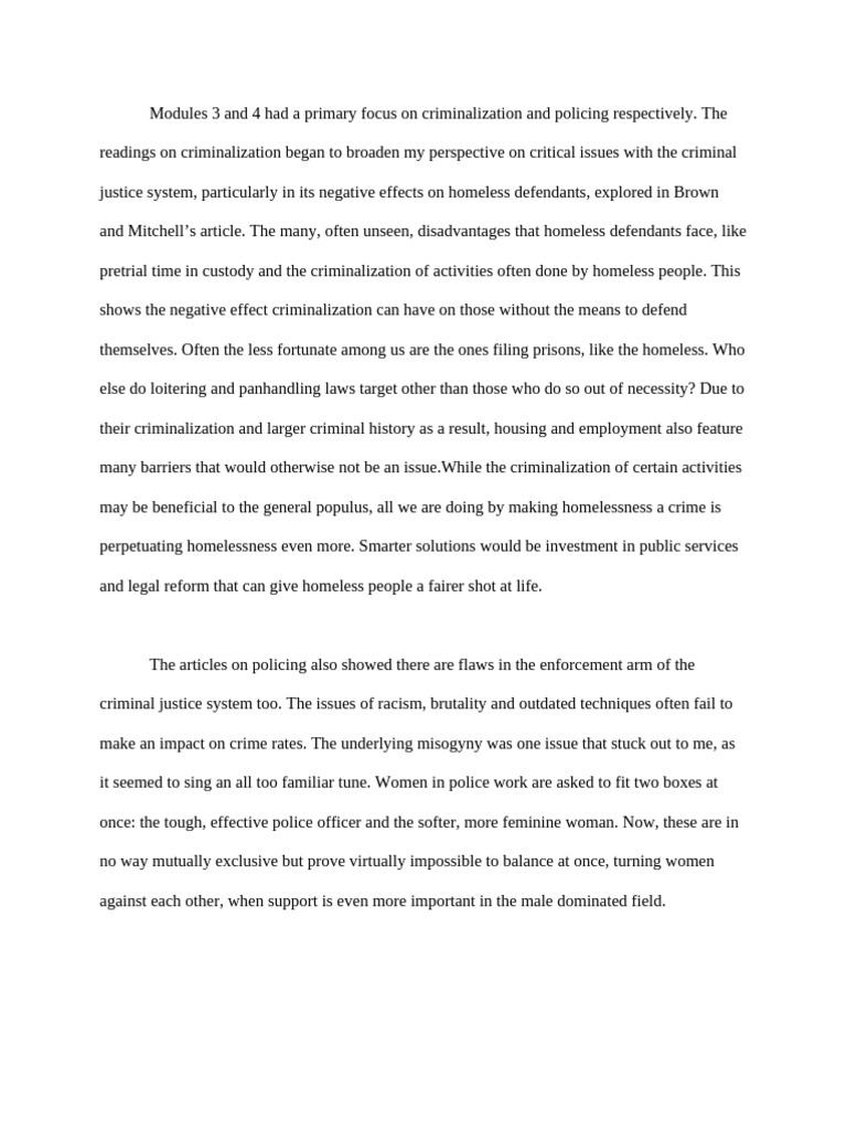 Week 2 Reflection Crim | PDF