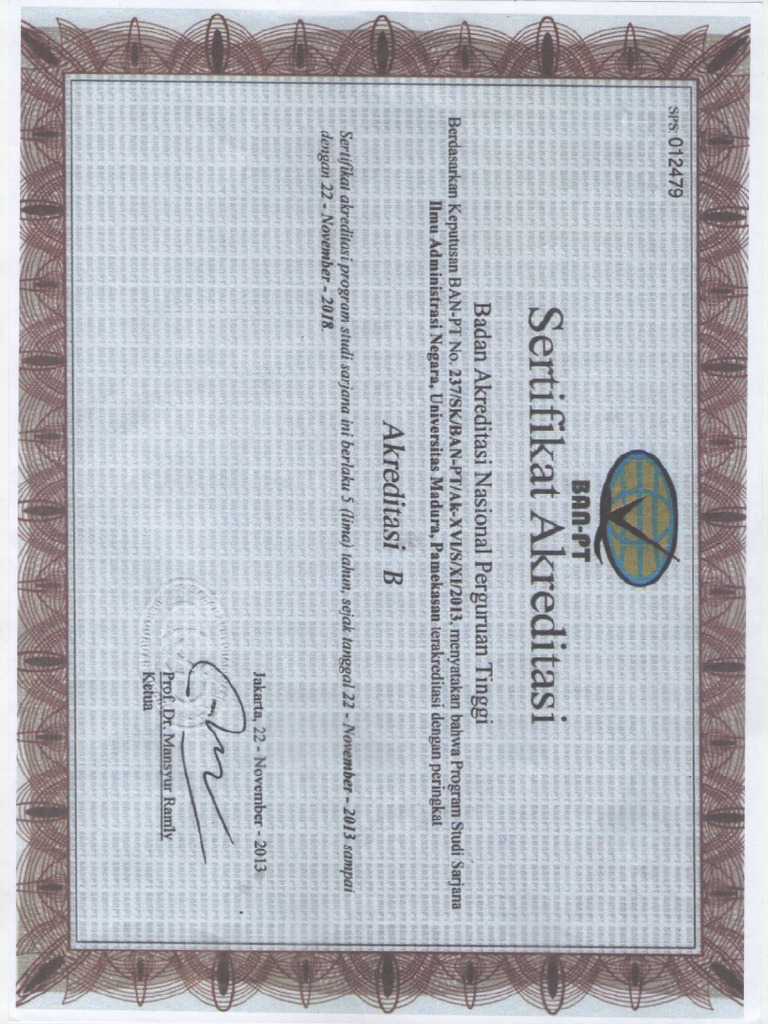 Sertifikat Akreditasi FIA 2013_11zon | PDF