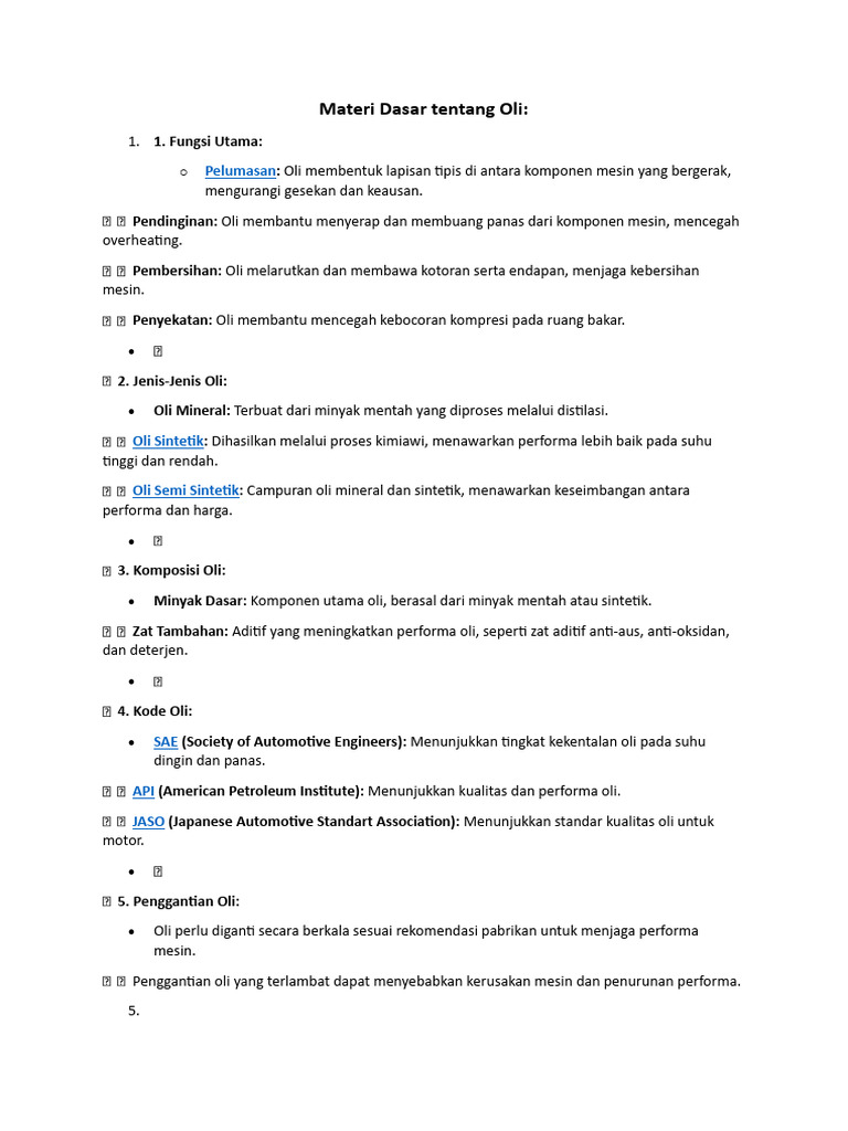 Materi Dasar Dasar Pelumas | PDF