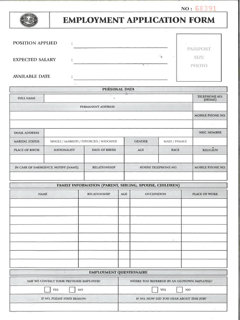 Employment Application Form | PDF