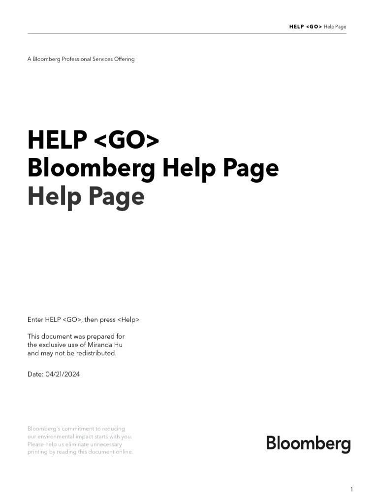 Bloomberg HELP | PDF