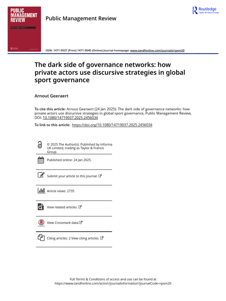 The Dark Side of Governance Networks How Private Actors Use Discursive ...