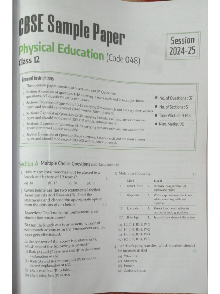 Sample Paper 1 Class 12 | PDF