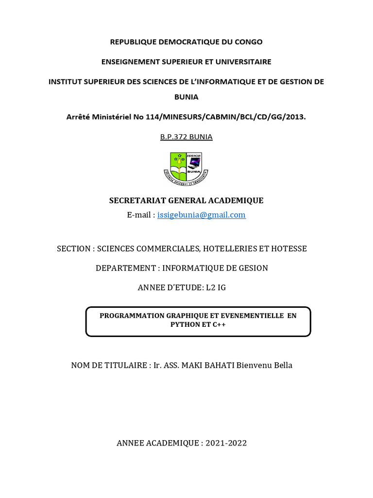 Cours Programmation Python | PDF | Classe (informatique) | Structure de contrôle