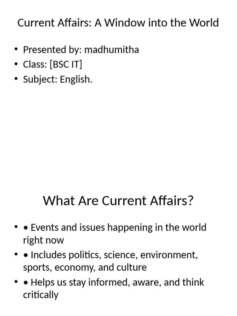 Current Affairs English Class Presentation | PDF