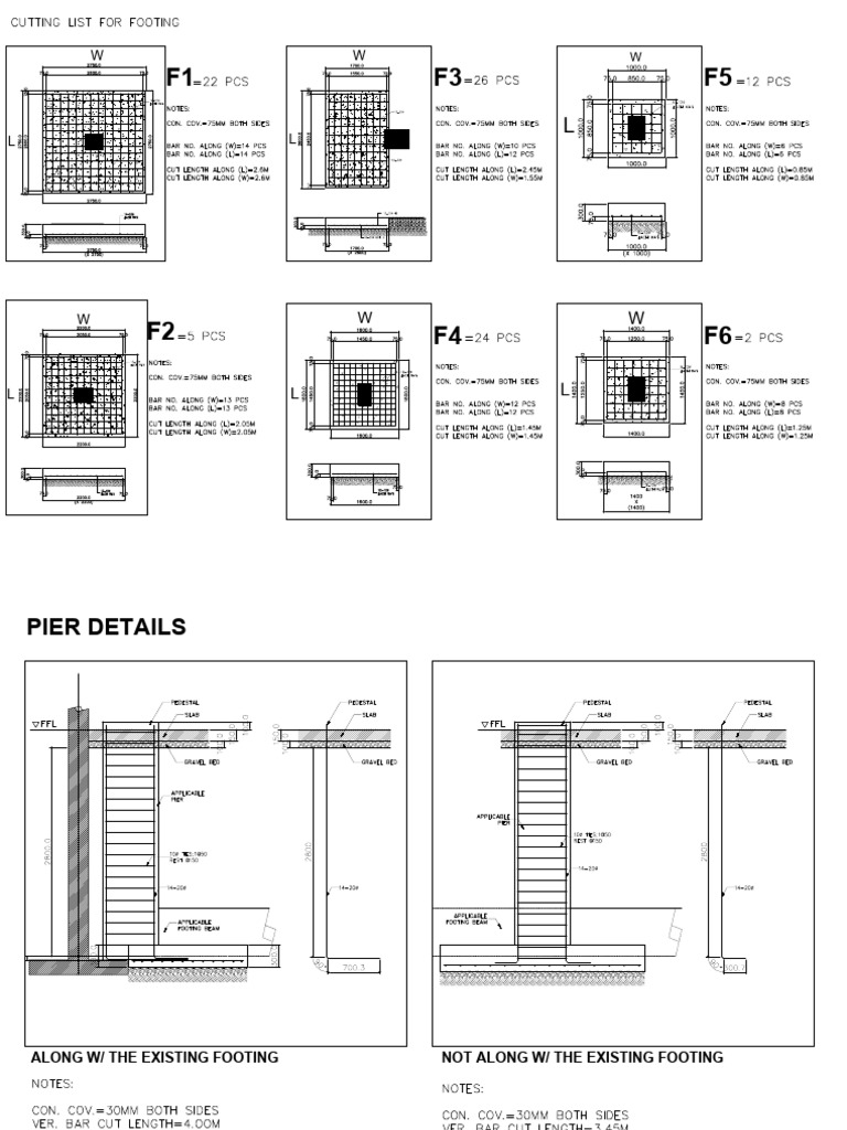 Footing and Pier Rebar Cutting Jan 30 | PDF