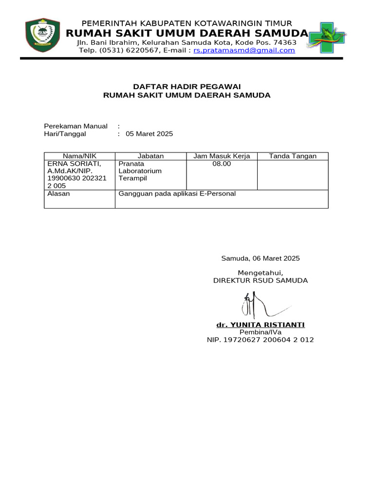 Format Dispensasi Absen Masuk & Keluar Sesuai Edaran-2 | PDF
