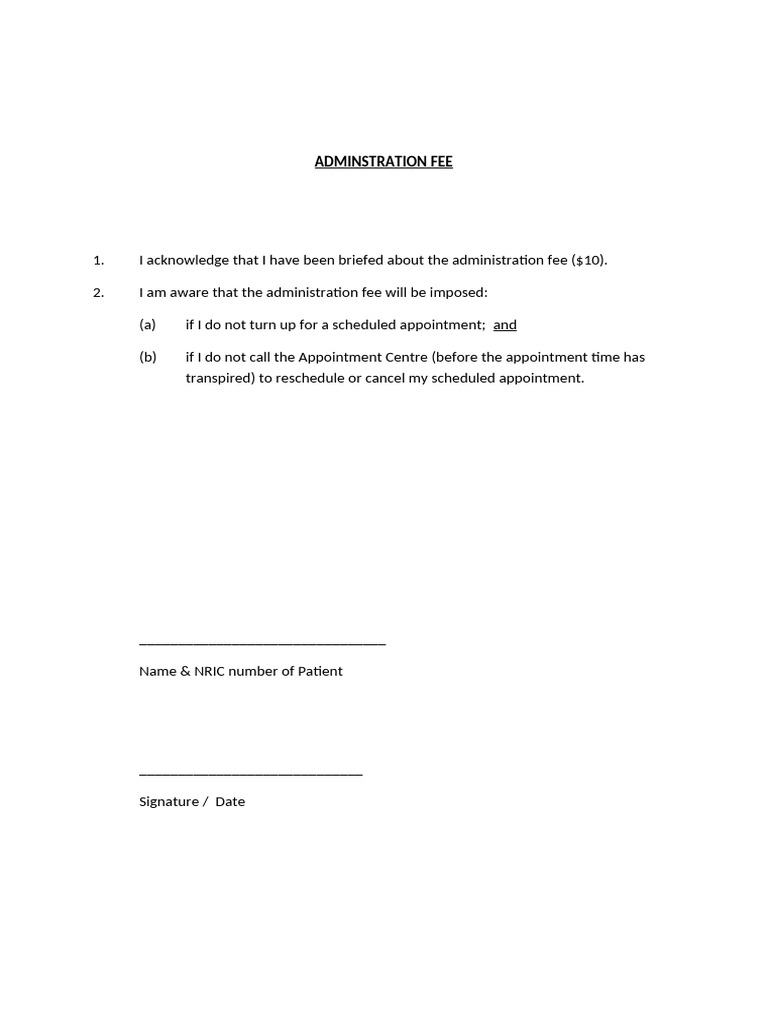 Adminstration Fee Form | PDF