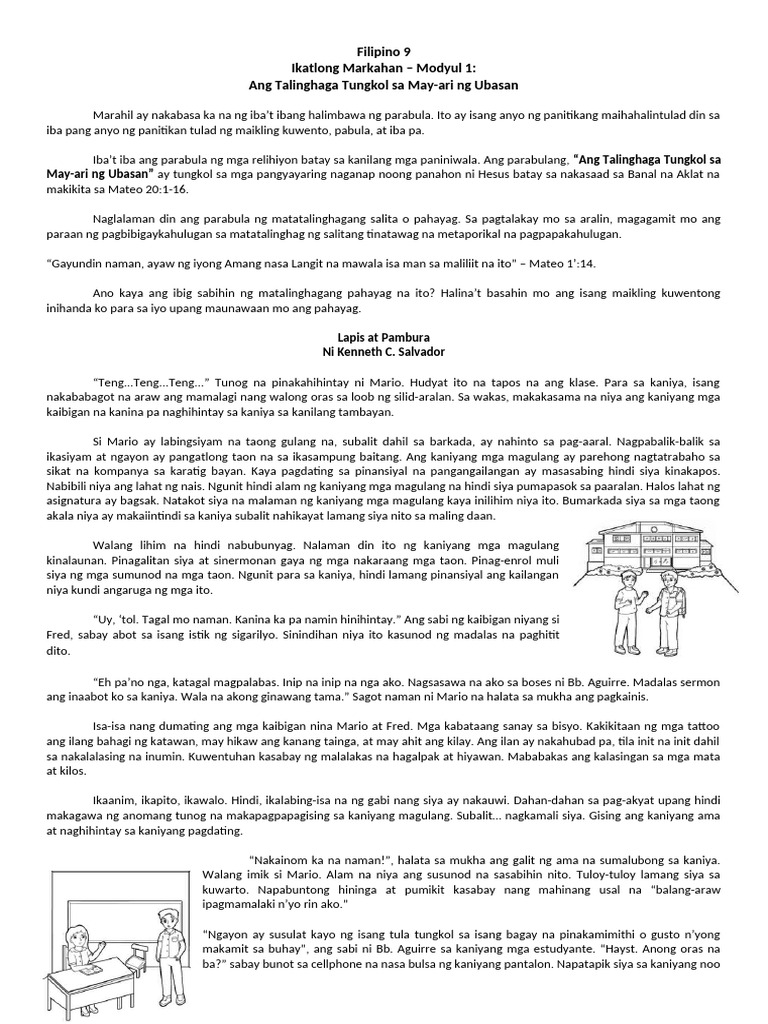 Sinhs Filipino 9 q3 Week 1 Module 1 | PDF