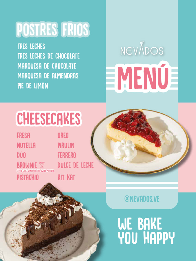Menú Nevados Repostería | PDF | Alimentos | Postres