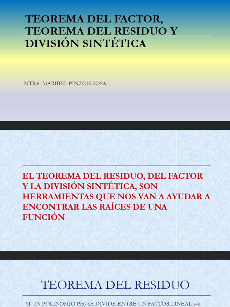 Teorema Del Residuo y Residuo-Div - Sintética | PDF