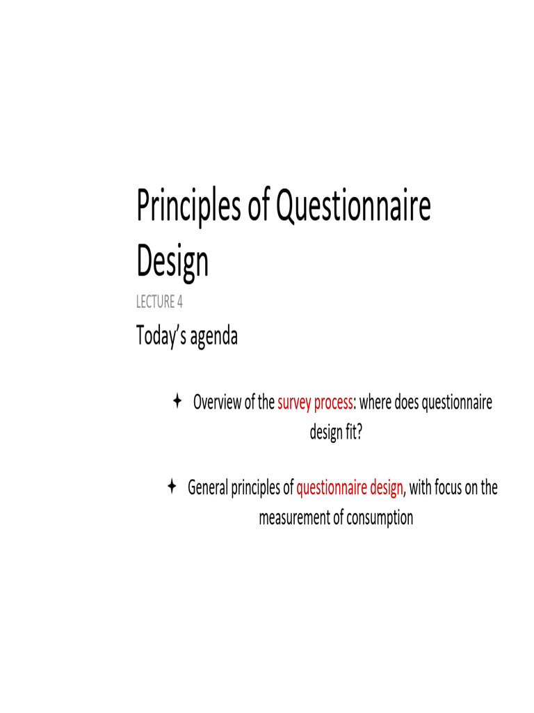 Principles of Effective Questionnaire Design | PDF | Survey Methodology ...